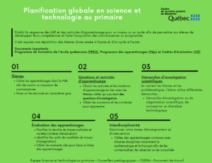 Planification globale – La science et la technologie au primaire au CSSDM